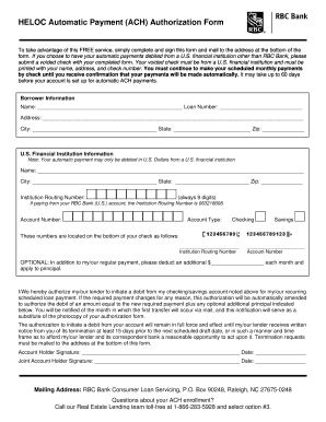 Fillable Online HELOC Automatic Payment (ACH) Authorization Form Fax ...