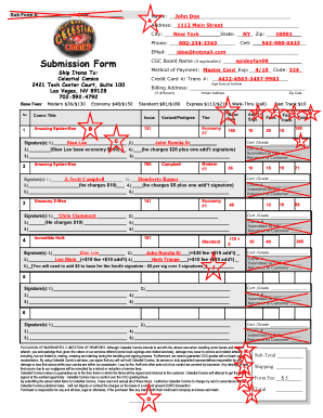 Fillable Online Submission form EXAMPLE 2 - Celestial Comics Fax Email ...