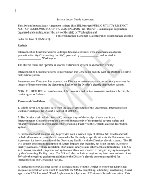 Fillable Online This System Impact Study Agreement is dated DATE , between PUBLIC UTILITY ...