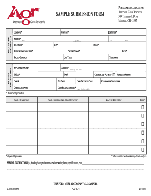 Fillable Online PLEASE SEND SAMPLES TO SAMPLE SUBMISSION FORM Fax Email ...