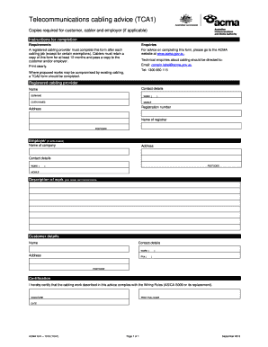 Fillable Online Telecommunications cabling advice (TCA1) -... Fax Email ...