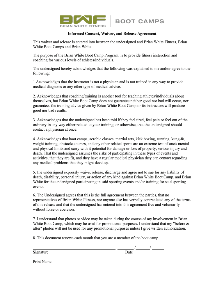 Fillable Online Informed Consent, Waiver, and Release Agreement Fax Email Print - pdfFiller