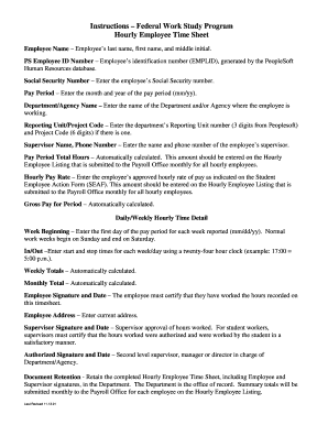 Fillable Online Instructions Federal Work Study Program Fax Email Print ...