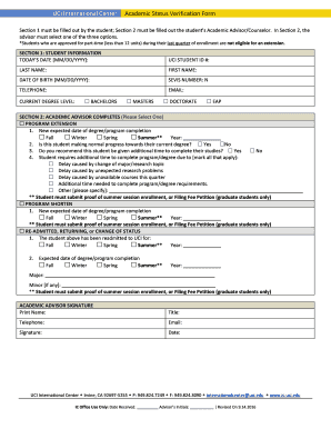 Fillable Online ic uci UCI International Center Academic Status ...