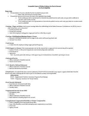 Fillable Online Acceptable Types of Written Evidence for Proof of ...