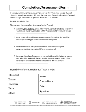 Fillable Online Completion/Assessment Form Fax Email Print - pdfFiller