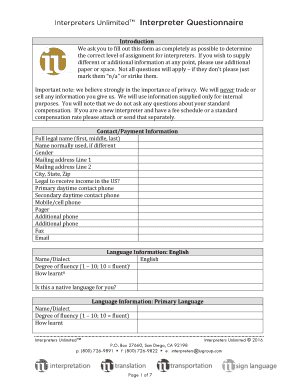 Fillable Online Interpreters Unlimited Fax Email Print - pdfFiller