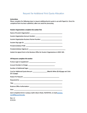 Fillable Online itap purdue Request for Additional Print Quota ...