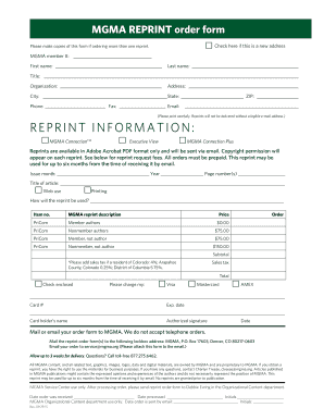 Fillable Online MGMA REPRINT order form Fax Email Print - pdfFiller