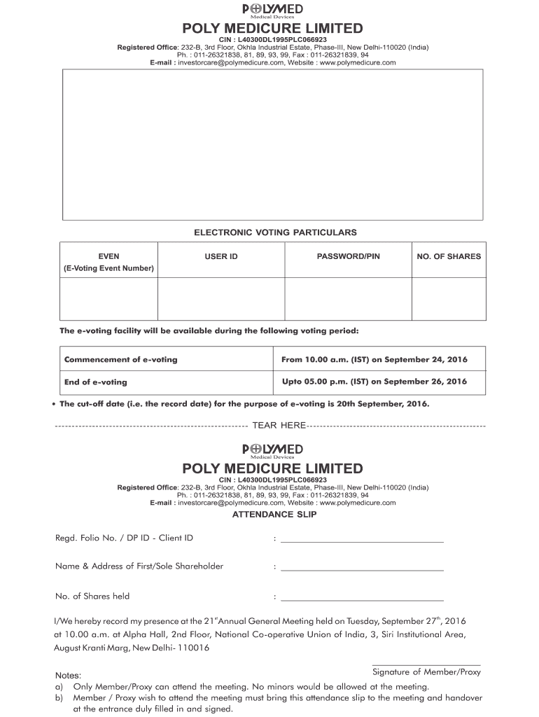 Fillable Online Poly Medicure E-Voting Fax Email Print - pdfFiller