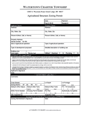 Fillable Online Agricultural Structure Zoning Permit Fax Email Print ...
