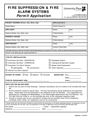 Fillable Online Fire Suppression & Alarm Application- DEC 14 Fax Email ...