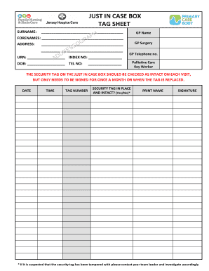 Fillable Online JUST IN CASE BOX Fax Email Print - pdfFiller