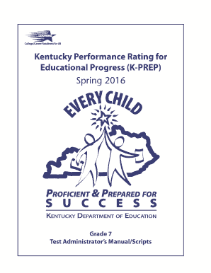 Fillable Online 2016 K-PREP Grade 7 TAM - Kentucky Department of ...