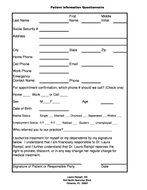 Fillable Online For appointment confirmation, which phone # should we ...