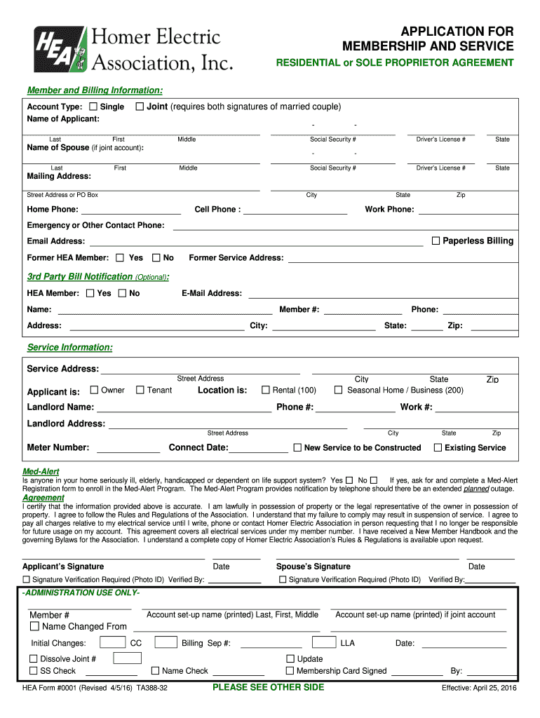 Fillable Online RESIDENTIAL or SOLE PROPRIETOR AGREEMENT Fax Email ...