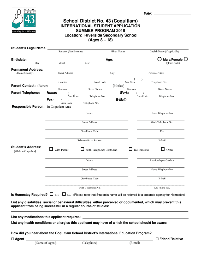 Fillable Online Location: Riverside Secondary School Fax Email Print - pdfFiller