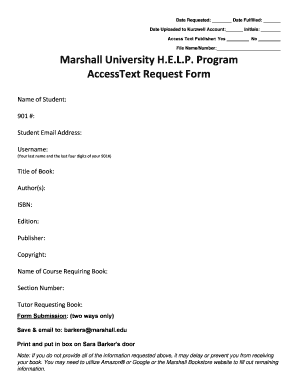 Fillable Online marshall Date Requested: Date Fulfilled: Fax Email ...