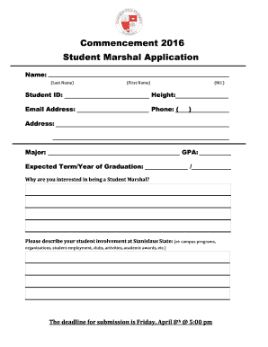 Fillable Online csustan Student Marshal Application Fax Email Print ...