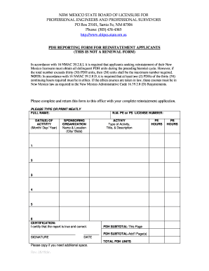 Fillable Online Professional Development Reporting Form - New Mexico Board of ... Fax Email ...