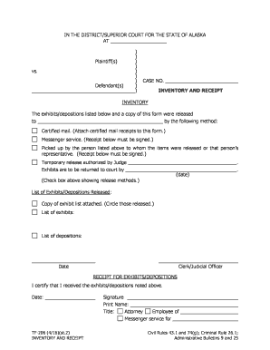 Fillable Online TF-206 Inventory and Receipt. Trial Court Forms Fax ...