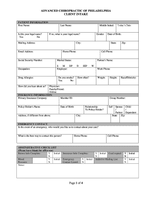 Fillable Online ADVANCED CHIROPRACTIC OF PHILADELPHIA Fax Email Print ...