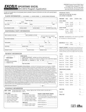 Fillable Online SPORTIME Syosset Tennis & Multi-Sport EXCEL SPORTIME ...