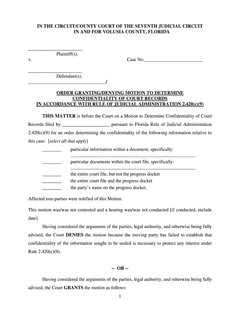 Fillable Online ORDER GRANTING/DENYING MOTION TO DETERMINE Fax Email Print - pdfFiller