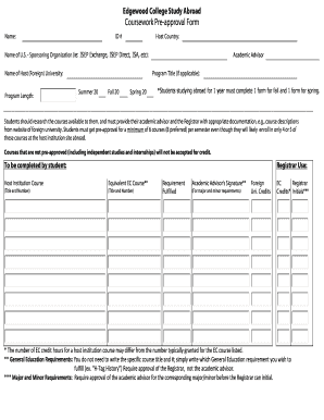 Fillable Online edgewood abroadoffice Coursework Pre-approval Form ...