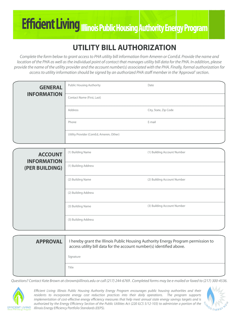 Fillable Online ilpha utility bill authorization - Efficient Living Fax ...