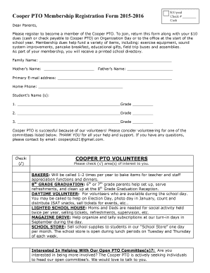 Fillable Online cooper ccsd21 Cooper PTO Membership Registration Form ...