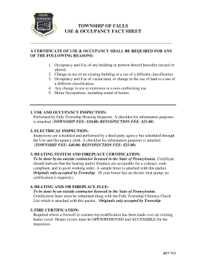 Fillable Online USE & OCCUPANCY FACT SHEET Fax Email Print - pdfFiller