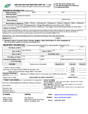 Fillable Online colorado The Correction/Change form Fax Email Print - pdfFiller