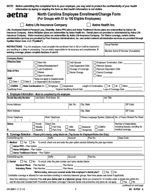 Fillable Online North Carolina Employee Enrollment/Change Form - 51-100 ...