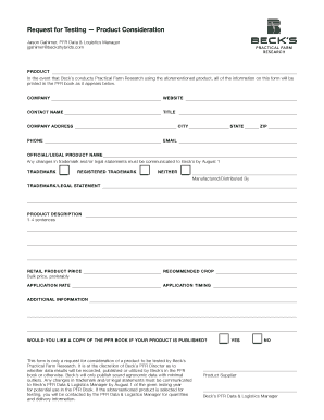 Fillable Online Request for Testing Product Consideration Fax Email ...