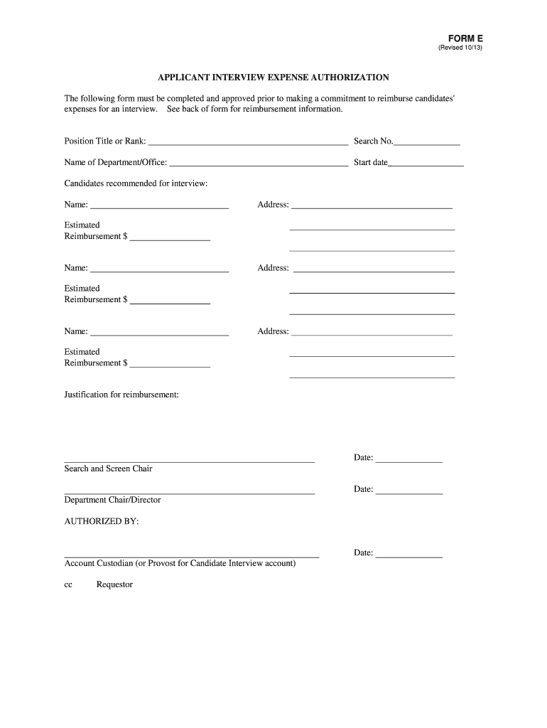 Fillable Online uwsuper APPLICANT INTERVIEW EXPENSE AUTHORIZATION Fax ...