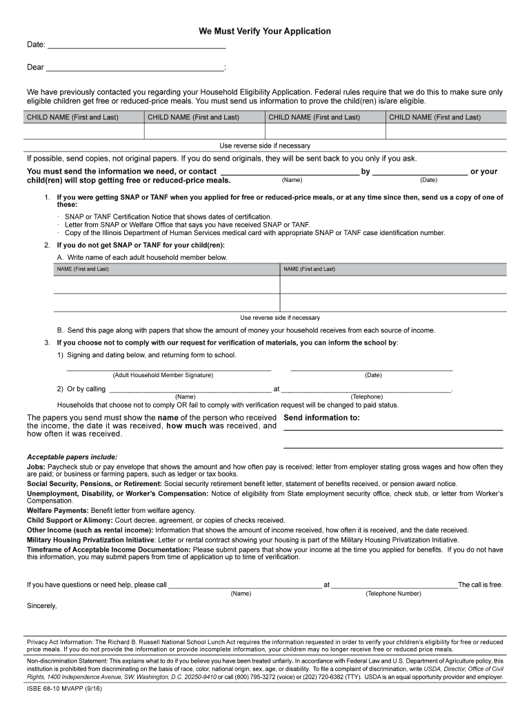 Fillable Online isbe 68-10 MVAPP We Must Verify Your Application Fax ...