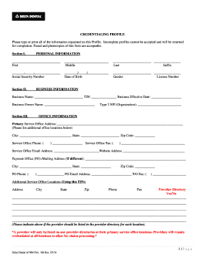 Fillable Online CREDENTIALING PROFILE Fax Email Print - pdfFiller