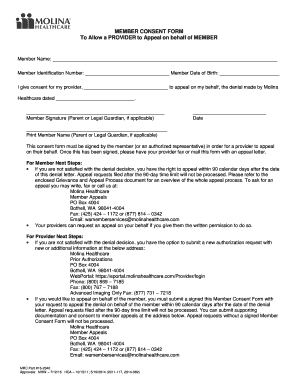 Fillable Online MEMBER CONSENT FORM Fax Email Print - pdfFiller