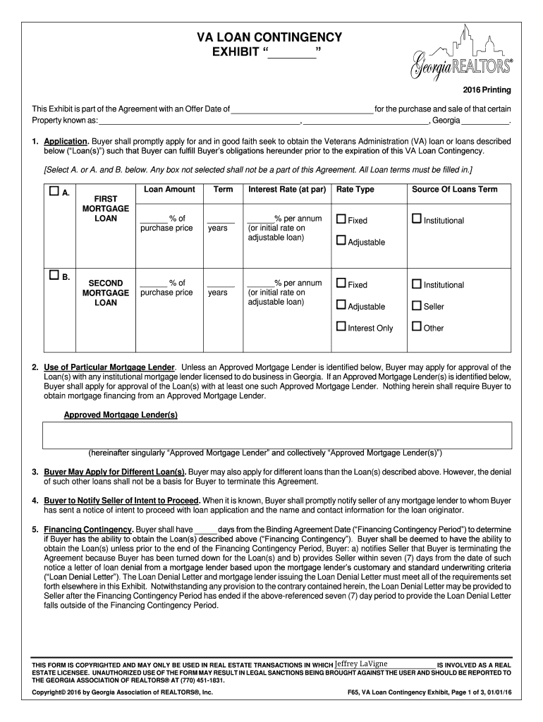 Fillable Online VA LOAN CONTINGENCY Fax Email Print - pdfFiller