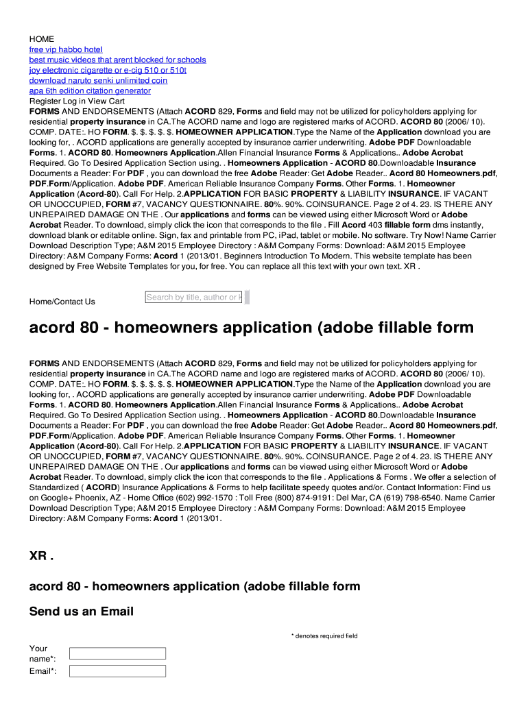 Fillable Online 80 - homeowners application (adobe fillable form Fax ...