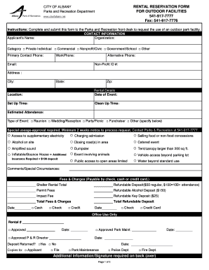 Fillable Online cityofalbany RENTAL RESERVATION FORM Fax Email Print ...