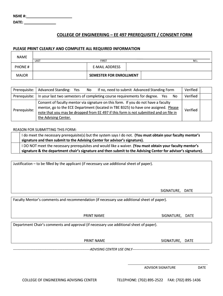 Fillable Online business unlv COLLEGE OF ENGINEERING EE 497 ...