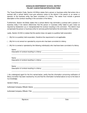 Fillable Online FELONY CONVICTION NOTIFICATION FORM Fax Email Print ...