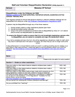 Fillable Online mawsleyschool co Staff disqualification declaration ...