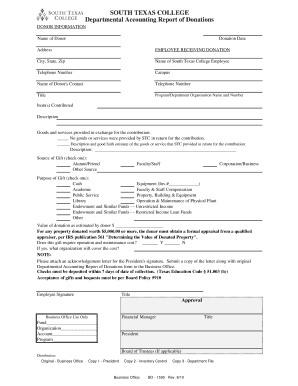 Fillable Online finance southtexascollege SOUTH TEXAS COLLEGE Departmental Accounting Report of ...