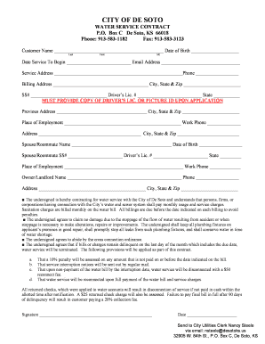 Fillable Online Water Service Contract.doc Fax Email Print - pdfFiller