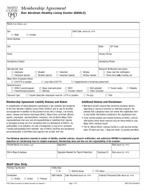 Fillable Online dahlc mayoclinic Membership Agreement form - dahlc ...