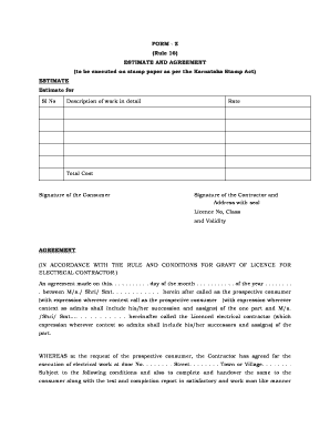 Fillable Online FORM - Z (Rule 16) ESTIMATE AND AGREEMENT (to be ...