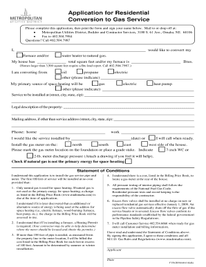 Fillable Online Application for Residential Conversion to Gas Service ...